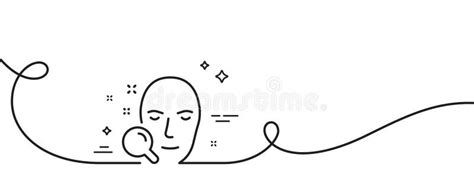 Face Search Line Icon Head Recognition Sign Continuous Line With Curl
