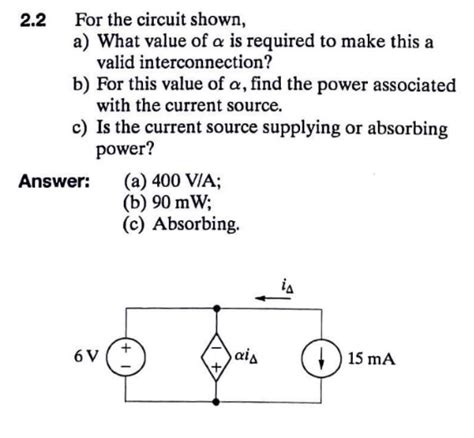 Solved For the circuit shown a What value of α is Chegg