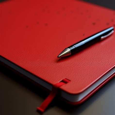 Premium Ai Image A Red Notes Book With A Pen Close Up Genrated By Ai