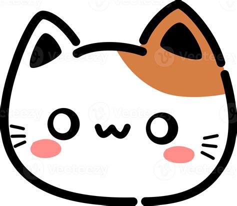 Smiling Orange Cat Head Flat Style Cartoon Doodle Element For