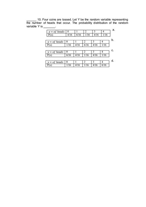 Probability Distribution Of A Random Variable Module DOCX Physics Science