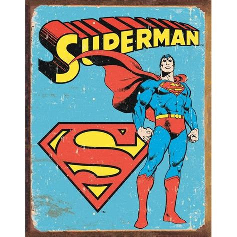 Asporic Superman Retro Tin Sign Nostalgic Vintage Metal Wall Decor