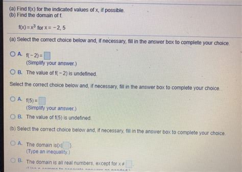 Solved A Find F X For The Indicated Values Of X If Chegg