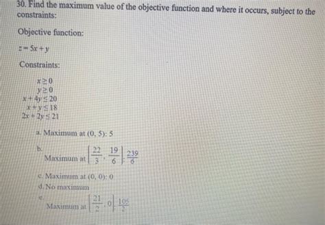Solved Find The Maximum Value Of The Objective Function Chegg