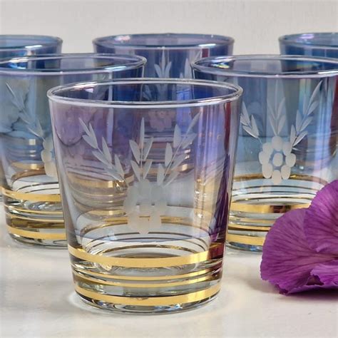 Vintage Gold Striped Shot Glasses Etsy