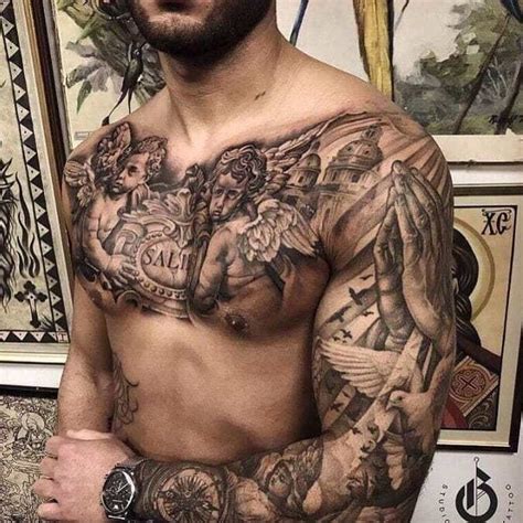Nice Rays Of Light And Doves Cool Chest Tattoos Chest Piece Tattoos