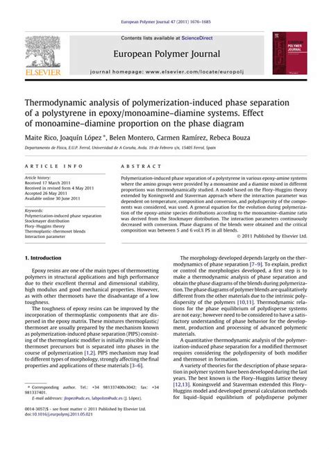 Pdf Thermodynamic Analysis Of Polymerization Induced Phase Separation