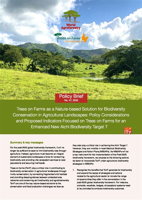 Trees On Farms As A Nature Based Solution For Biodiversity Conservation In Agricultural