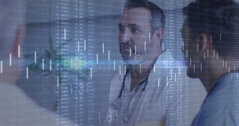 Discussing Data Analysis Medical Professional With Digital Animation