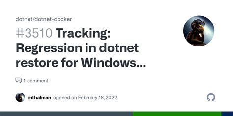Tracking Regression In Dotnet Restore For Windows Server Container Issue Dotnet