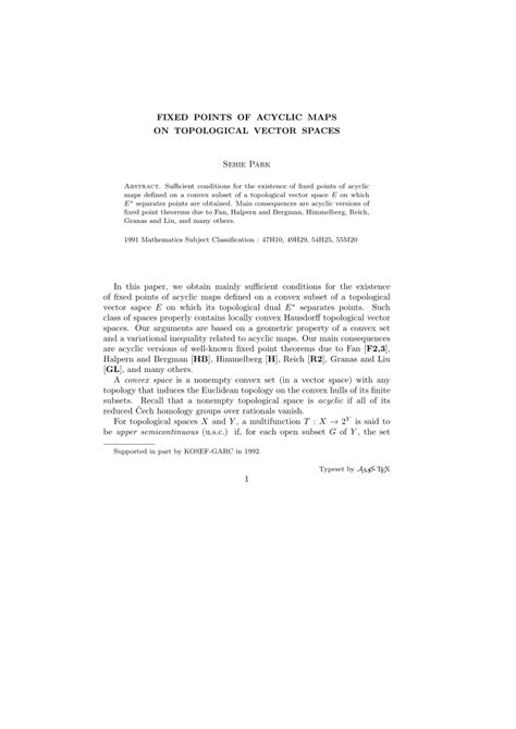 Pdf Fixed Points Of Acyclic Maps On Topological Vector Spaces Wcna92 Pp2171 2177