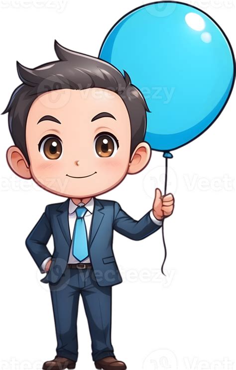 Ai Generated Business Man Cartoon Carry Balloon Ai Generative Png