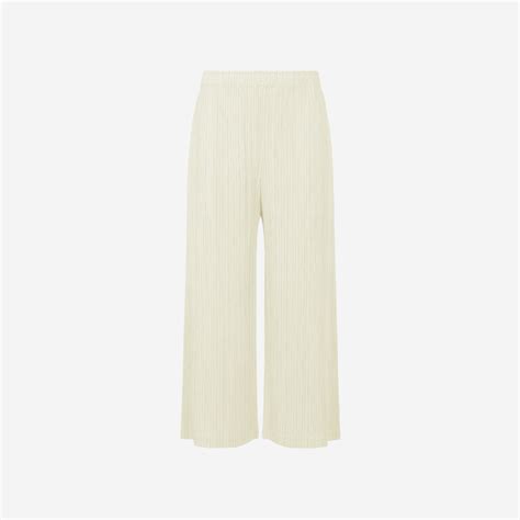 W 플리츠 플리즈 이세이 미야케 시커 바텀 1 팬츠 오프 화이트 Pleats Please Issey Miyake Kream