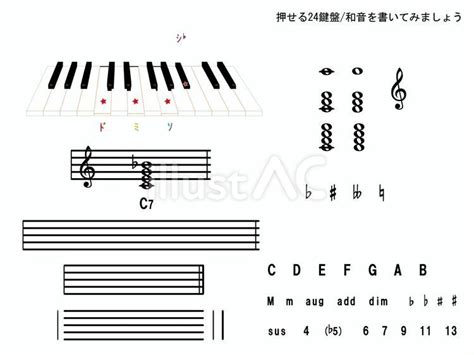 押せる24鍵盤和音を書いてみましょうイラスト No 23610294｜無料イラスト・フリー素材なら「イラストac」