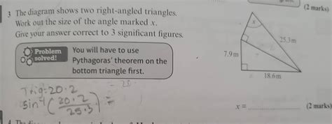 Solved 2 Marks 3 The Diagram Shows Two Right Angled Triangles Work