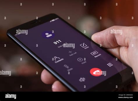 Dialing 911 Call 911 Emergency Concept Man Using A Digital Phone