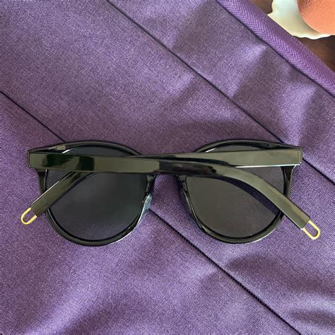 Black Sun Glass With Gold Tip Summer Sunglasses Depop
