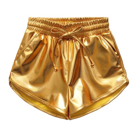 Girls Metallic Shorts High Waisted Booty Hot Pants Sparkly Shiny Rave