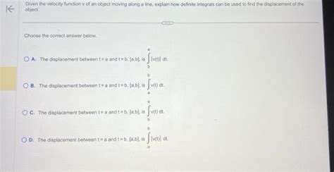 solved given the velocity function v of an object moving
