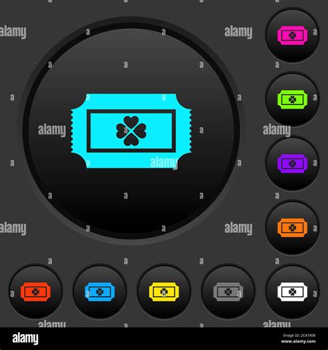 Lottery Ticket Dark Push Buttons With Vivid Color Icons On Dark Grey