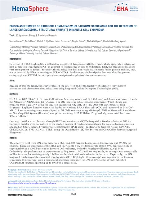 Pdf Pb2386 Assessment Of Nanopore Long Read Whole Genome Sequencing