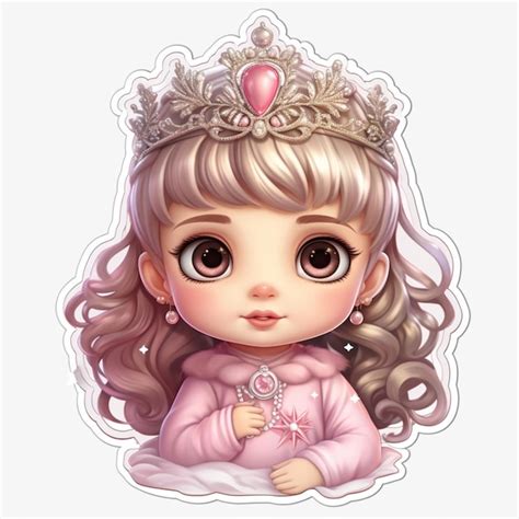Premium Photo Cartoon Princess With A Tiable And A Pink Dress