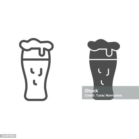 맥주 라인과 단단한 아이콘 크래프트 맥주 컨셉 흰색 배경에 거품 사인이있는 맥주 머그잔 모바일 컨셉 및 웹 디자인을위한 윤곽 선으로 유리 아이콘으로 마십니다 벡터 그래픽 0