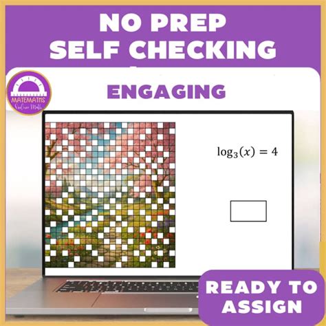 Solving Logarithmic Equations Pixel Art Activity And Worksheets By