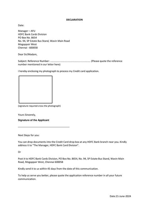 Hdfc Bank Photo Declaration Form Download In Pdf