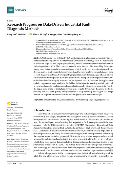 Pdf Research Progress On Data Driven Industrial Fault Diagnosis Methods