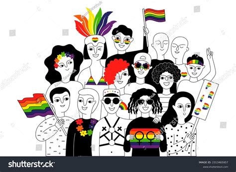 Pride Parade Group People Participating Pride Stock Vector Royalty