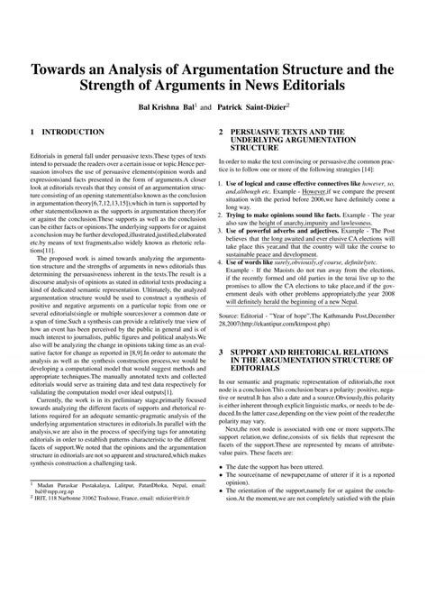 Towards An Analysis Of Argumentation Structure And The Aisb