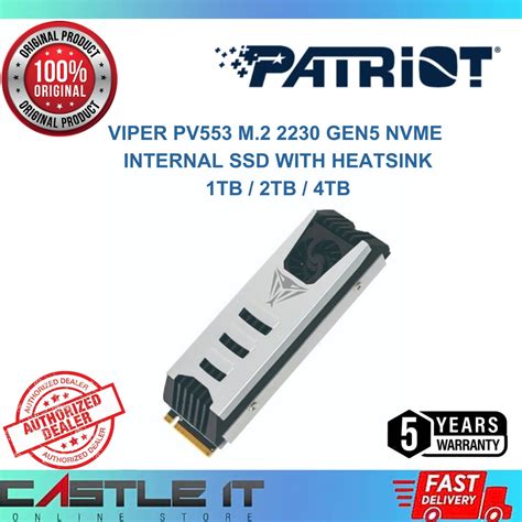 Patriot Viper Pv553 1tb 2tb 4tb M2 2230 Gen5 Nvme Internal Ssd Solid