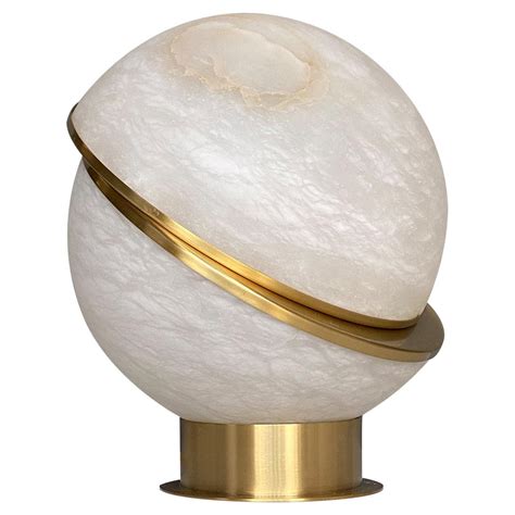 Satin Brass Table Lamp With Round White Glass Globe For Sale At 1stdibs