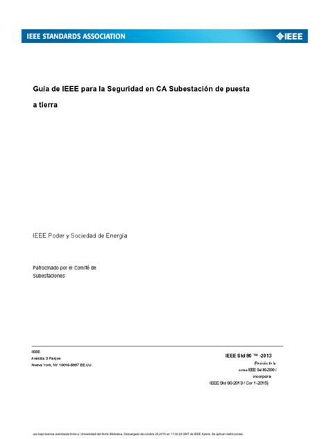 Ieee Std 80 2013 Revision Of Ieee Std 80 1 76 En Es Pdf
