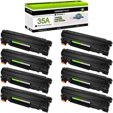 Greencycle 8 Pack Compatible For Hp 35a Cb435a Black Toner Cartridge