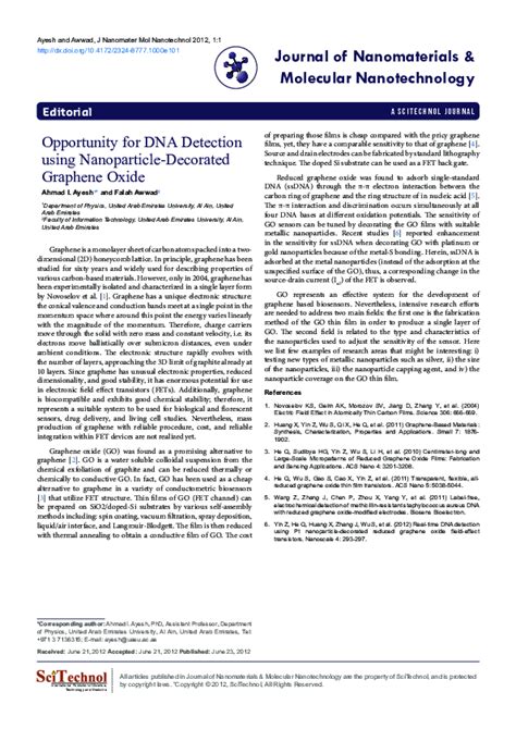Pdf Journal Of Nanomaterials And Molecular Nanotechnology Opportunity
