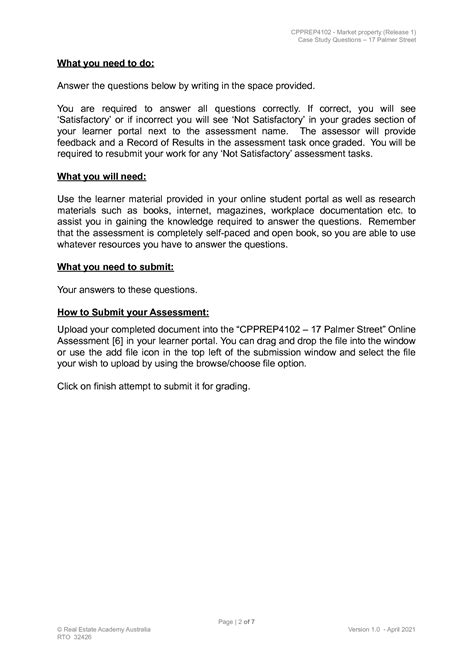 SOLUTION Cpprep4102 Case Study 1 Questions 17 Palmer Street V1 0 Docx