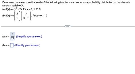 Solved Determine The Value C So That Each Of The Following Chegg
