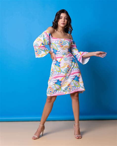 Buy Womens White And Blue Floral Printed Mini Dress Online At Bewakoof