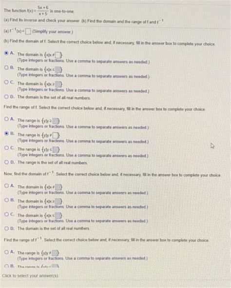 Solved 5x 6 The Function F X Is One To One X 5 A Find