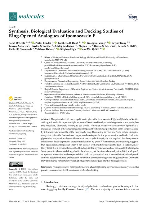 Pdf Synthesis Biological Evaluation And Docking Studies Of Ring