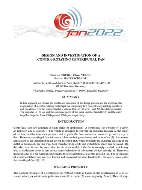 Fan Contra Rotating Fan Pdf Applied And Interdisciplinary Physics