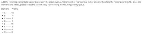 solved add the following elements to a priority queue in the
