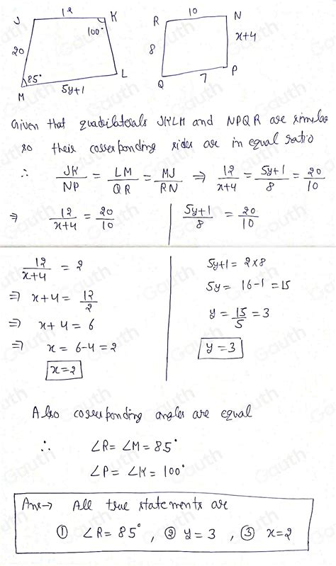 Solved In The Figure Below Quadrilateral JKLM Is Similar To