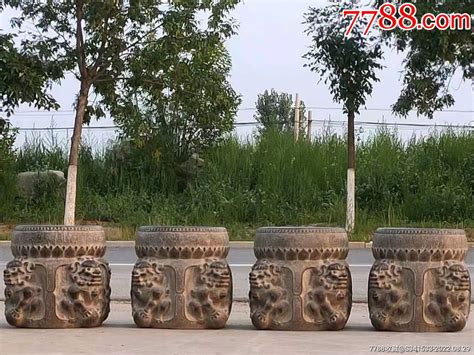 民国时期青石秀墩一套，四狮同堂，上百年自然风化包浆，全品无瑕疵石鼓石墩心向善【7788收藏】