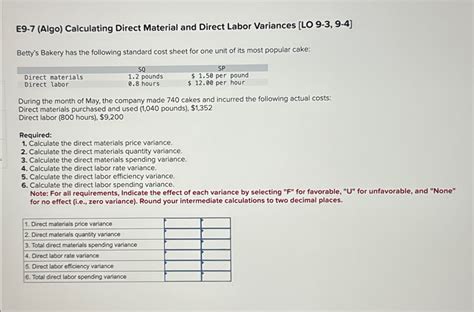 solved e9 7 algo ﻿calculating direct material and direct