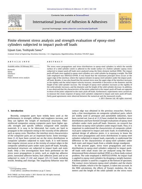 Pdf Finite Element Stress Analysis And Strength Evaluation Of Epoxy Steel Cylinders Subjected