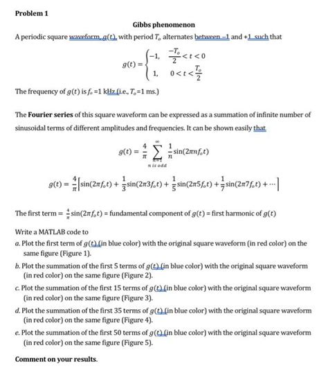 Solved Problem 1 Gibbs Phenomenon A Periodic Square
