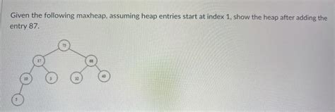 Solved Given The Following Maxheap Assuming Heap Entries